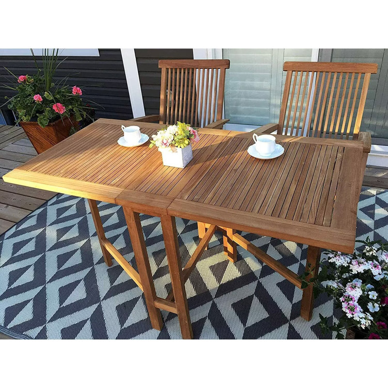 RUN.SE Teak Outdoor Folding Rectangular Dining Table & Reviews | Wayfair
